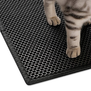 Pieviev Cat Litter Mat Double Layer Waterproof Urine Proof Trapping Mat 1 Pack (Black, 24x15 Inch (Pack of 1))