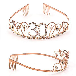 "Talk Thirty to me" Sash and Rhinestone Crown Set - 30th Birthday Party Gifts Birthday Sash for Women Birthday Party Supplies