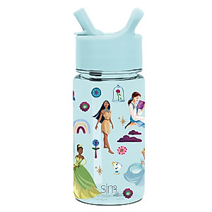 Simple Modern Disney Princesses Kids Water Bottle 2-Pack with Straw Lid | Reusable Insulated Stainless Steel & Plastic Cups for Girls and Boys, School | Summit Collection | Disney Princess Mix