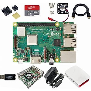 DIGISHUO 9 in 1 Complete Starter Kit Raspberry Pi 3 Model B+(B Plus) Module&Two Cases&HDMI Cable&32G SD Card&Heatsink kit&Fan
