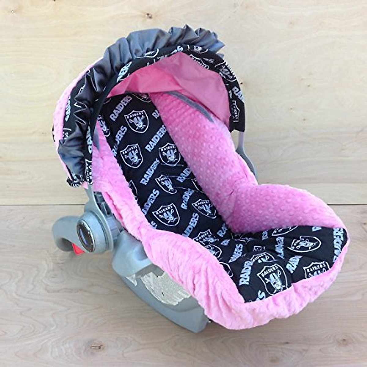 Infant Car Seat Cover- Raiders/Pink