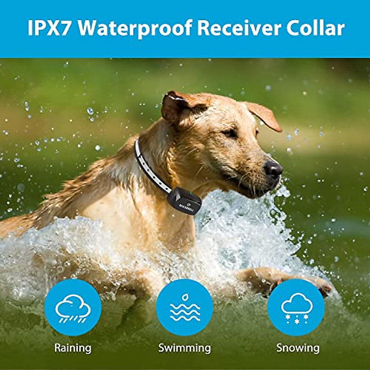 MASBRILL Electric Fence for Dogs-Underground Dog Fence Containment System In-Ground Electric Dog Fence 2 Dogs-Rechargeable Waterproof Collar with Tone/Static Shock Correction Covers up to 3/4 Acre