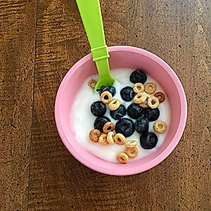 Re-Play Made in USA Toddler Dinnerware Set - 10 oz. Open Cup, 7" Flat Plate, 12 Oz. Bowl, Rounded Tip Fork and Deep Scoop Spoon - Dishwasher/Microwave Safe Plastic Dinnerware Set - Kelly Green