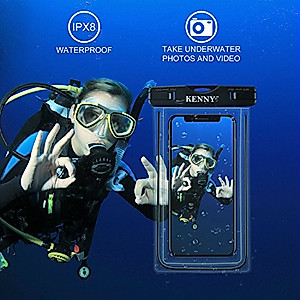 Universal Luminous Waterproof Case,Kenny Cell Phone Dry Bag Pouch,Waterproof Cell Phone Pocket with Neck Strap, for Smartphone up to 6 inches for Swimming,Diving and Surfing (Orange and Black)