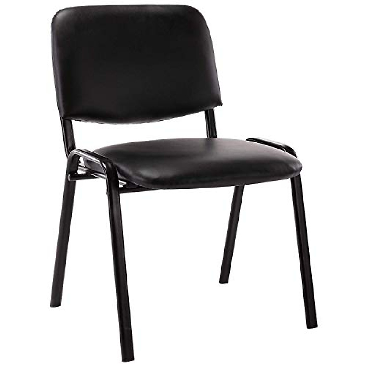 Wahson Set of 5 Stackable Chairs, Vinyl Leather Stackable Guest Chairs with Metal Frames, for Office Reception Area/Conference Room, Black