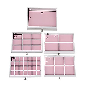 QUUL High Large Gloss Wooden Jewellery Box Armoire Bracelet Organizer Storage 5 Layers Glass White US Warehouse