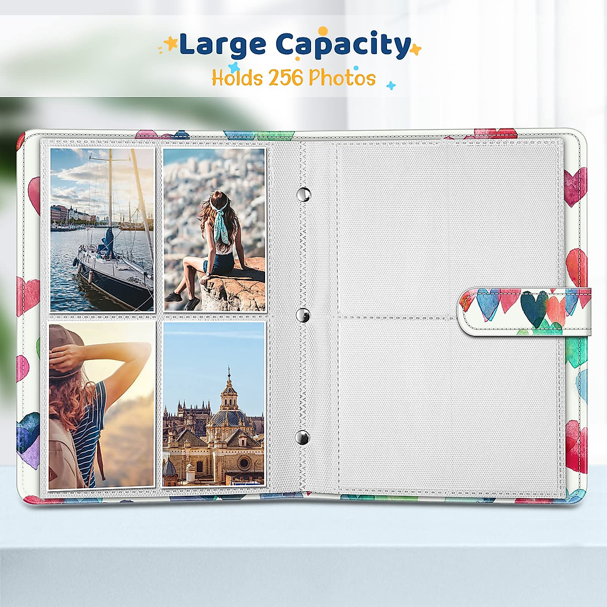 Fintie Mini Photo Album for 3-Inch Film - Photo Album for Fujifilm Instax Mini 12/11/Mini 40/Mini EVO/LiPlay/Mini Link Printer, Canon Ivy CLIQ, Kodak Instant Print Camera, 256 Pockets, Raining Hearts