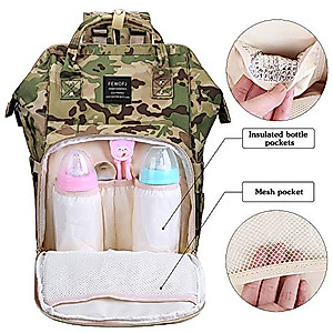 FEWOFJ Camo Baby Boy Diaper Bag Backpack for Dad, Large Tactical Nappy Bags for Mens Travel