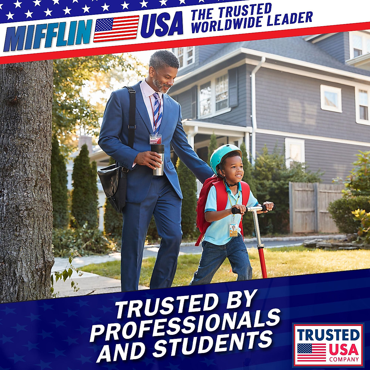 Mifflin-USA Plastic Waterproof ID Badge Holders (Clear, 2.25x3.5 Inch, 100 Pack), Vertical Hanging Name Card Holder with Zipper, Resealable Bulk Nametag Holders