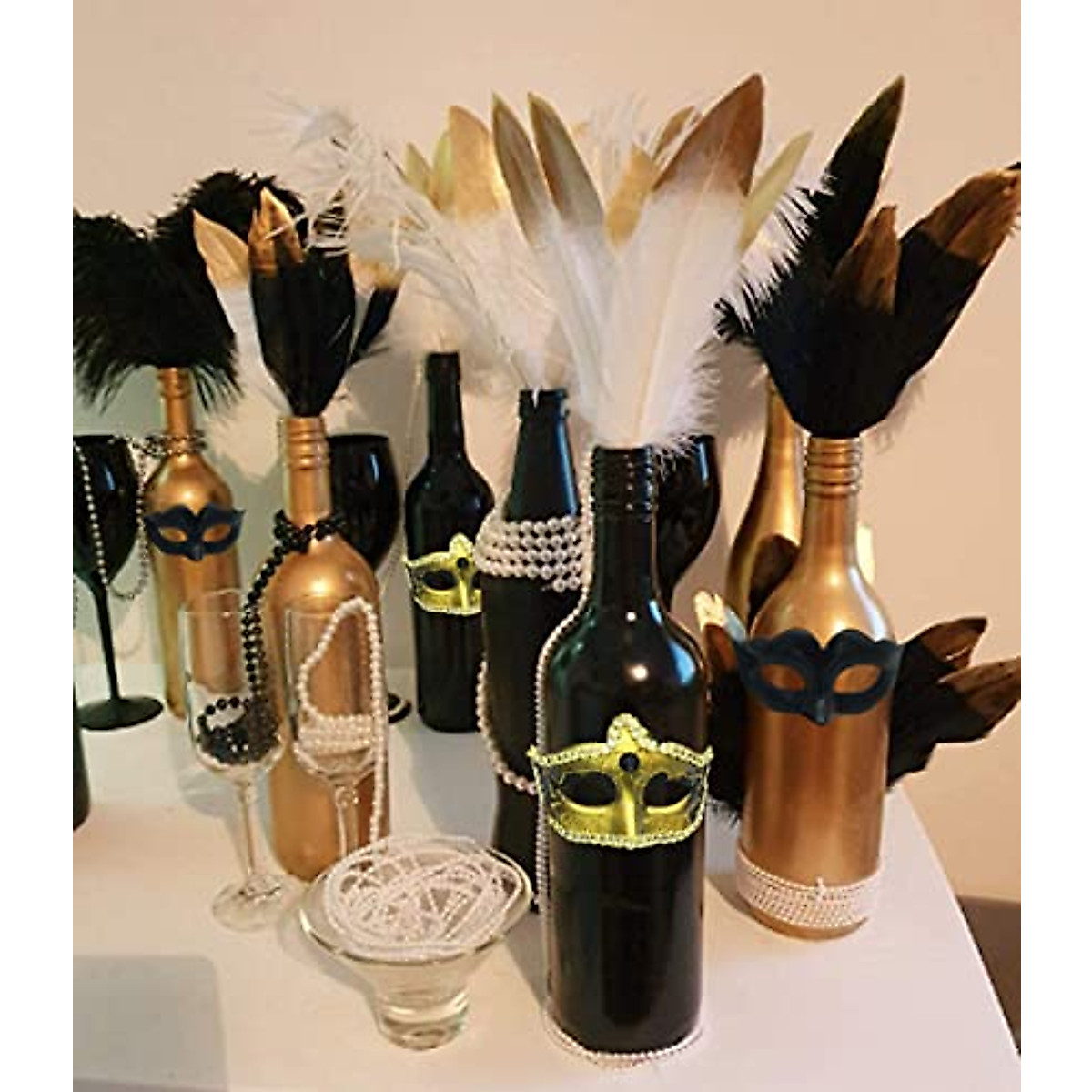 BLUE GARLIC Mini Masks Party Decoration, 20pcs Small Mardi Gras Mask Venetian Mask New Year Birthday Luxury Table Centerpieces (Goldsimple-20pcs)