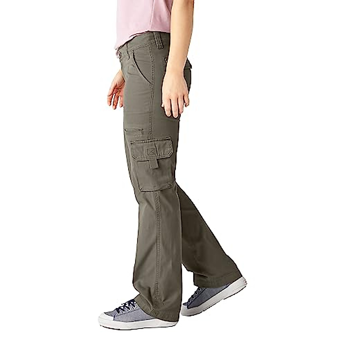 Dickies Women's Relaxed Fit Cargo Pants, Rinsed Grape Leaf Green, 10