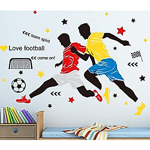 KeLay Fs 3D Soccer Football Player Wall Decals Stickers, Football Soccer Wall Stickers Decors for Boys Room Bedroom Decor (3D Soccer Players)