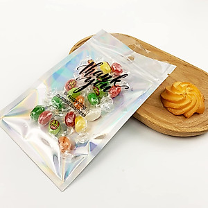 100 Pieces Mylar Holographic Resealable Bags, Resealable Mylar Bags for Small Business, Foil Pouch Ziplock Bags for Multipurpose Storage (Holographic Color, 4 x 6 Inch)