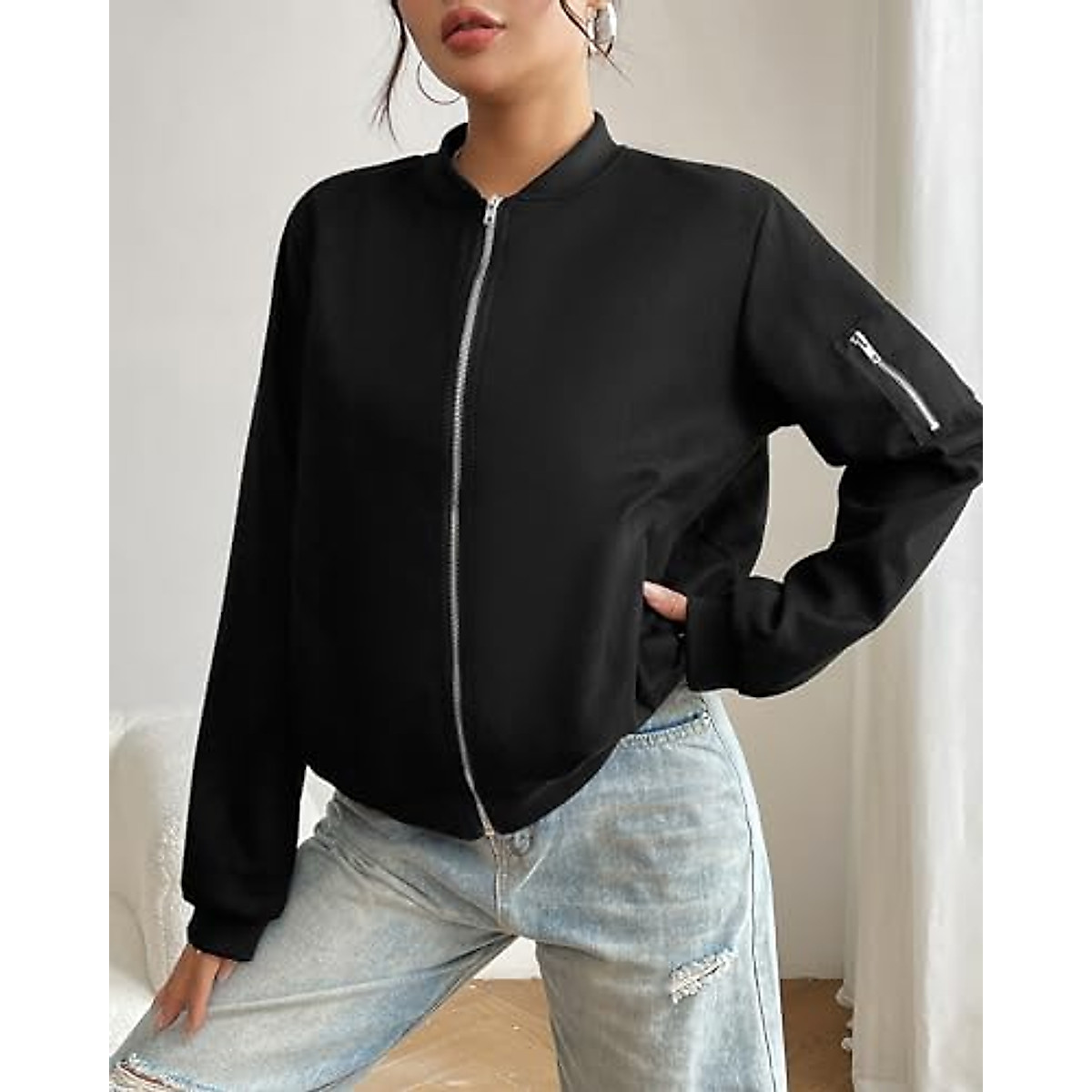 Zeagoo Womens Jacket Faux Suede Leather Trendy Light Coat Moto Jackets with Pockets