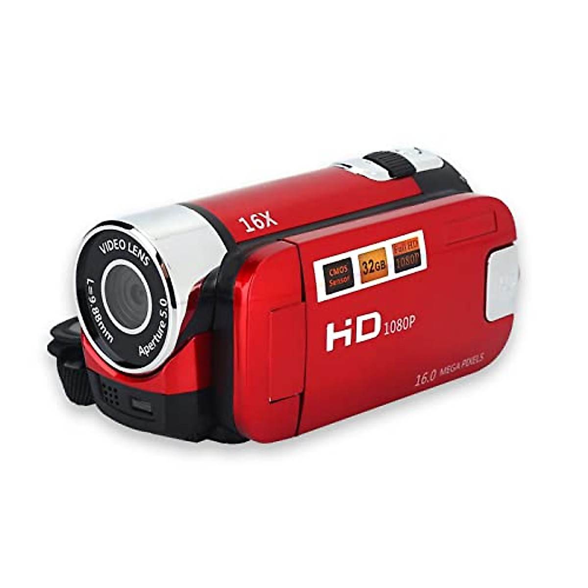 HD Digital Video Camera, 16X Digital Camera, 2.4 Inch Screen Video Camera for Kids, Beginners, Teenagers, 270 Degree Rotation, 118 x 51.5 x 58.5mm(Red)