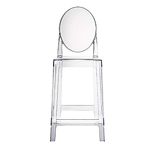 2xhome - Set of 2 25" Seat Height Barstool Modern Ghost Chair Ghost Stool Black Side Bar Stool Counter Stool Accent Stool No Arms (Clear)