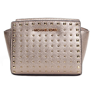Michael Kors Women's Selma Stud Mini Crossbody Bag No Size (Pale Gold)