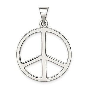 925 Sterling Silver Peace Sign Inspirational Symbol Necklace Charm Pendant 35mm x 24mm Only