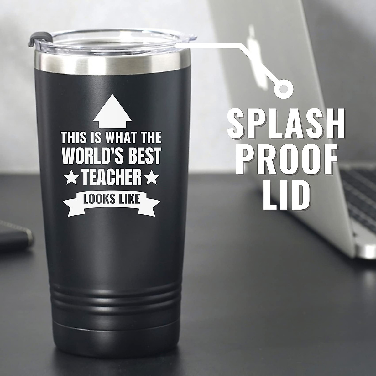 Onebttl Teacher Appreciation Gifts for Christmas, Teacher Appreciation Day, 20oz Stainless Steel Tumbler with Lid & Straw, Back to School Gift - World's Best Teacher Looks Like