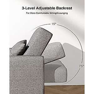 Sleeper Chair Bed, 3-in-1 Convertible Chair Bed, Adjustable Recliner Sofa Bed with Pillow, Multi-Functional Folding Sleeper Chair Bed, Single Bed Chair with Modern Linen Fabric for Apartment, Gray