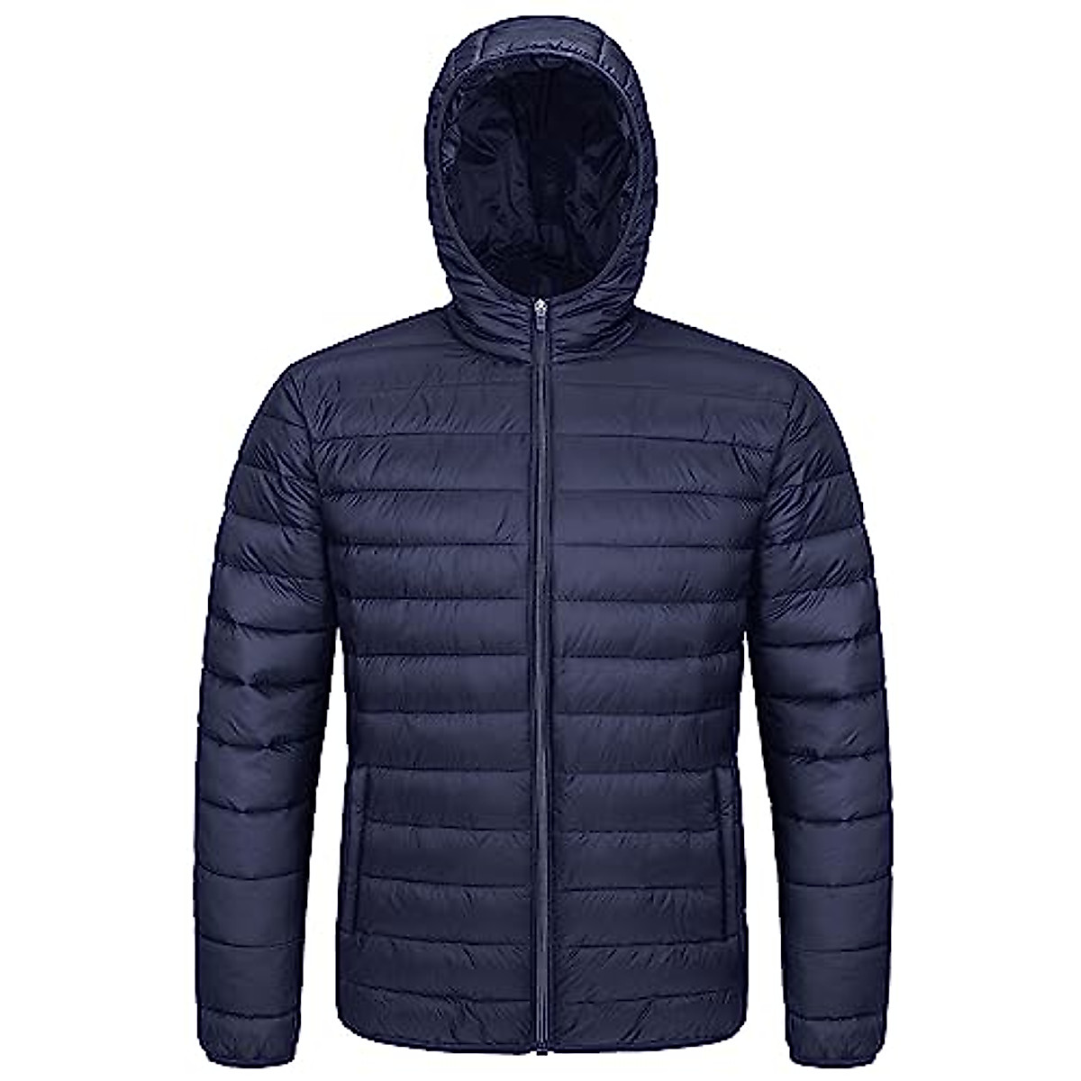 Men's Insulated Puffer Jacket Zip Up Down Jacket Hiking Jacket Winter Jackets Hooded Casual Jacket Winter Clothes Hiking Jacket Navy, XL