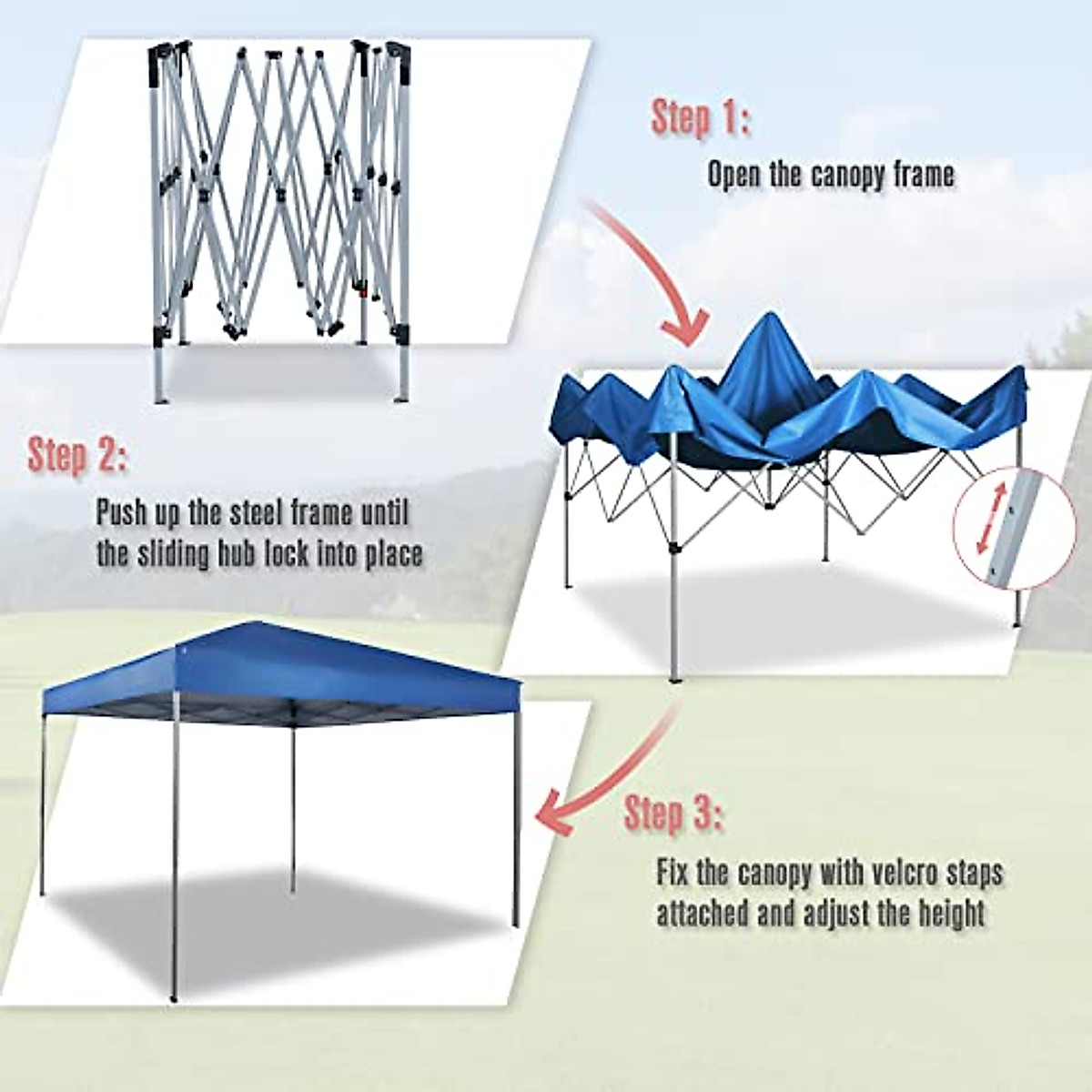 Canopy Tent Outdoor Canopy Party Shade 10 x 10ft Portable Pop Up Canopy Event Tent Party Tent Water Resistant Spacious Summer Cover Instant Canopy Shelter Tent with Wheeled Carry Bag