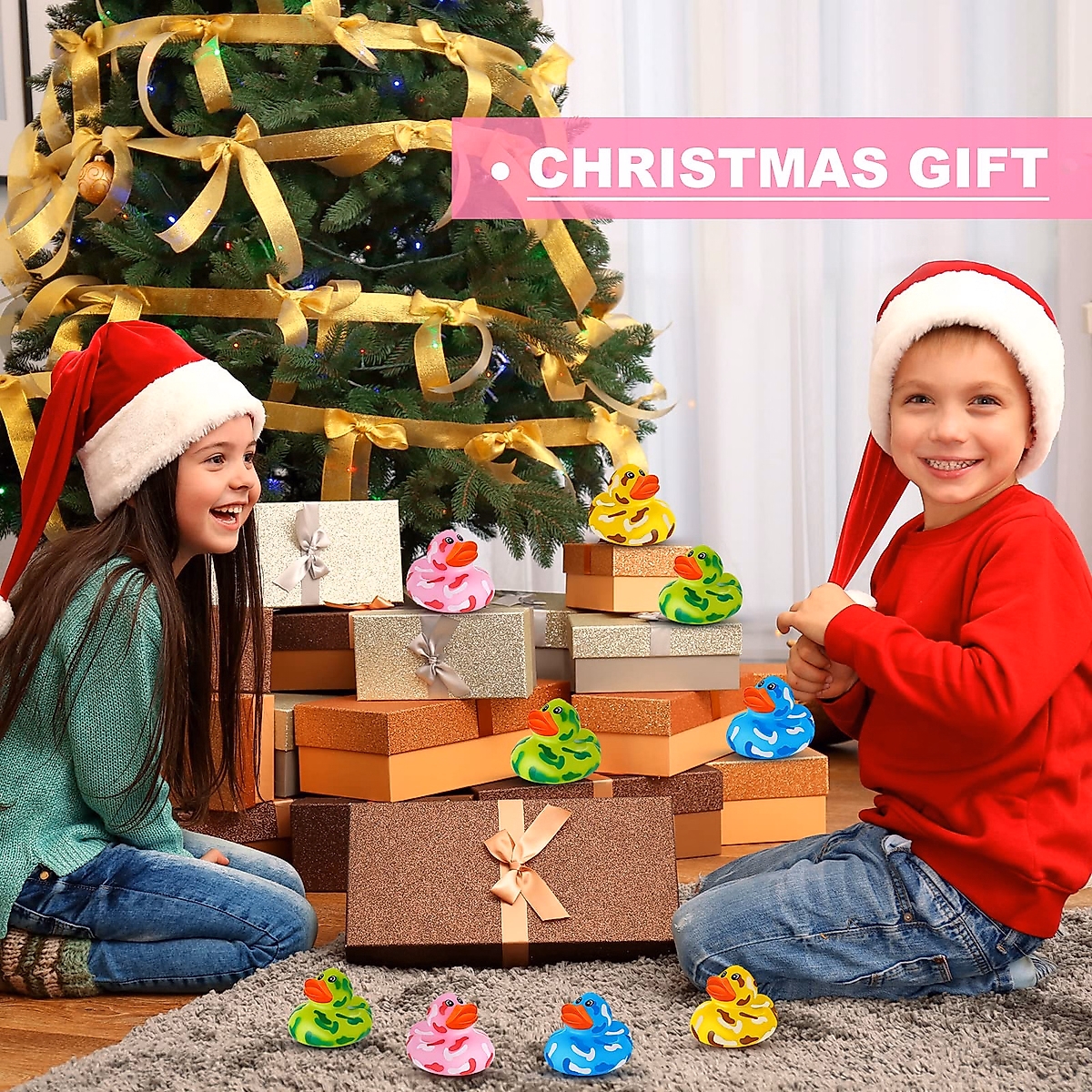 2.5 Inch Camouflage Rubber Duckies for Car Duck Rubber Ducks Car Ducking Camo Duck for Kids Baby Shower, Pool Activity (16 Pack)