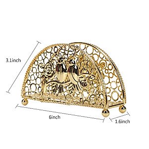 SDlumeiy Metal Semicircle Gold Napkin Holder with Bird，Paper Tissue Dispenser for Dining Table, Kitchen Countertop 6x1.6x3.1inch