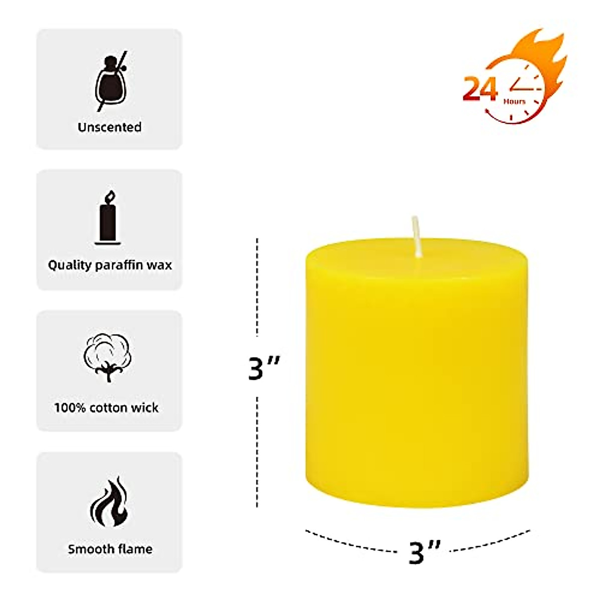 Zest Candle Pillar Candle, 3 by 3-Inch, Yellow