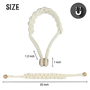 BEL AVENIR Curtain Tiebacks Magnetic Woven Curtain Holdback Drapery Tie-Back (Ivory Braid-1 Pack)