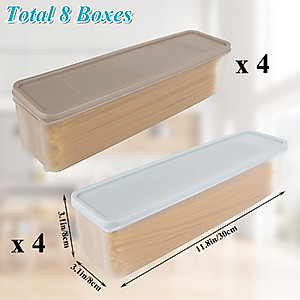 LDXDRU Pasta Storage Containers with Lids Set of 8, Spaghetti Container Storage, Plastic Pasta Storage, Stackable Spaghetti Noodle Container for House, Kitchen, Pantry & Refrigerator, 12 x 3 x 3 In