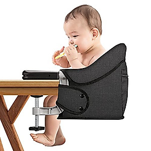 Hook On High Chair, Jozzve Baby High Chair, Portable High Chair for Travel, Foldable Fast Table Chair with Storage Bag, Baby Feeding Seat Clip On High Chair for Home and Travel (Black)