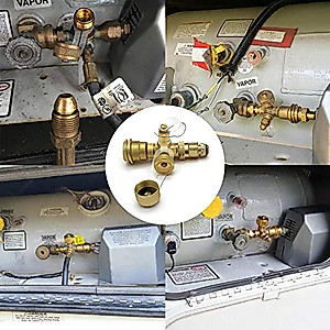 MCAMPAS Propane Cylinder Brass Tee with 4 Port Adapter for Motorhomes Tank RV Camping