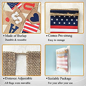 Uniwish USA Banner Burlap Bunting 4th of July Decorations American Independence Day Celebration Red White and Blue Theme Party Supplies