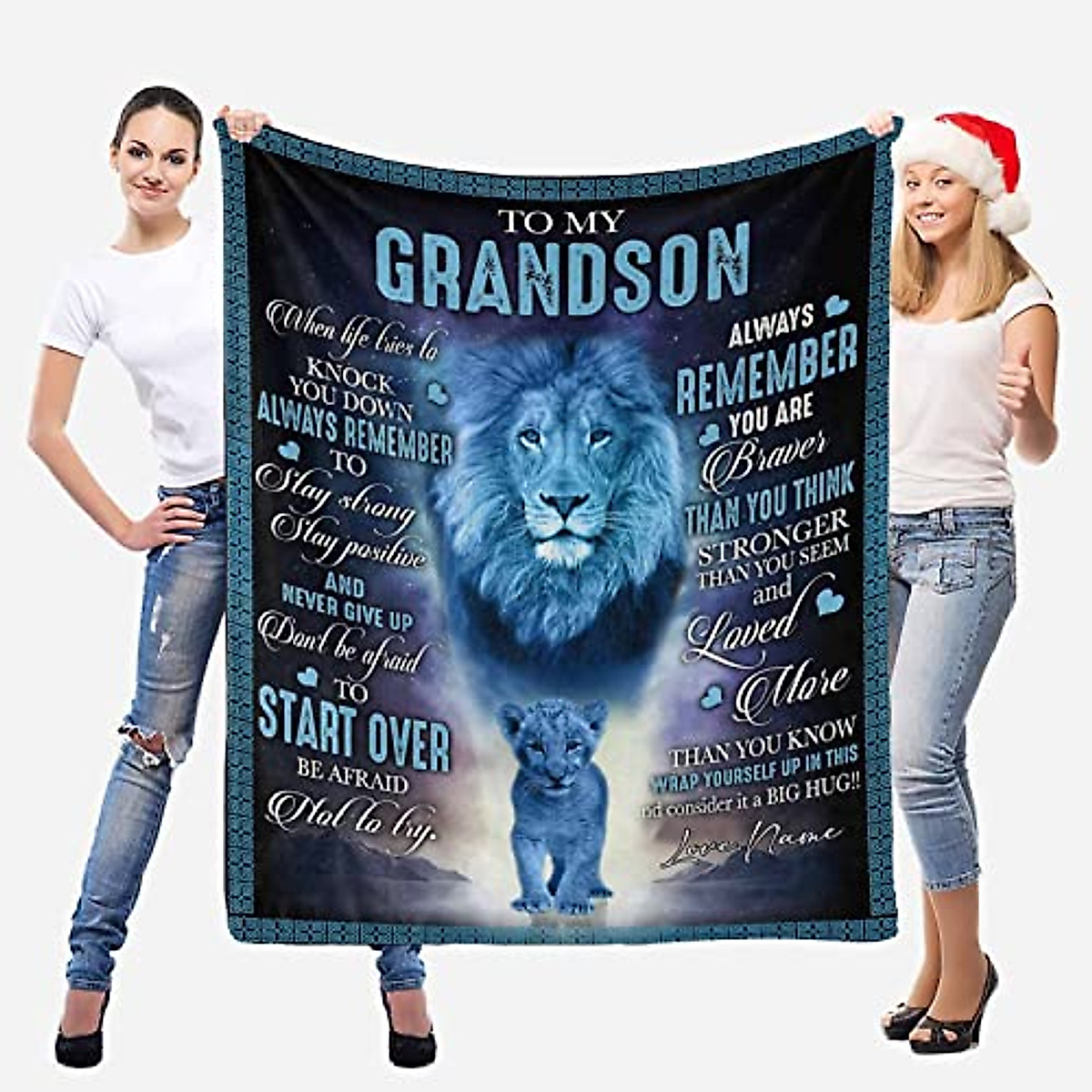 Custom Blanket to My Grandson from Grandma & Grandpa,Always Remember You are Braver Than You Think Personalized Gift Bed Throw Blanket for Grandson 60 x 80 Inches