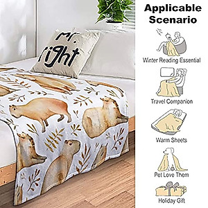 Adorable Capybara Super Soft Flannel Blanket Comfortable Throw Blanket for Bedroom Office Sofa Travel 60"x80"