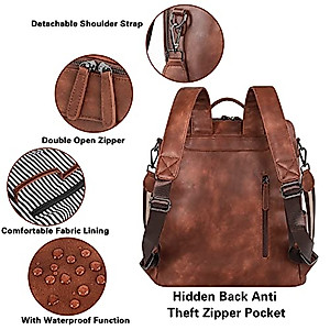 Backpack Purse for Women, Large Shoulder Bags with USB Charging Port fit 15.6 inch laptop, Waterproof PU Leather Casual Women Handbag, Anti-Theft Bookbag Purse for Work Office Travel College School