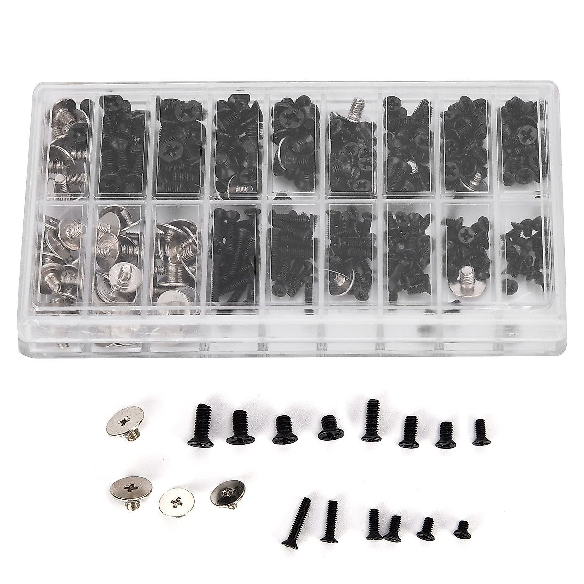 360Pcs Computer Screws Kit, Alloy Steel Micro Cross Screw Standoffs Set M2 M2.5 M3 Fasteners for Hard Drive Computer Case Motherboard Fan Power Graphics, Screw