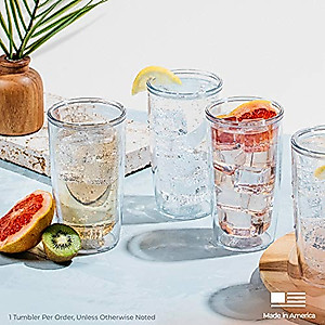 Tervis Made in USA Double Walled Crystal Clear Tabletop Insulated Tumbler Cup Keeps Drinks Cold & Hot, 16oz - 4pk, Clear