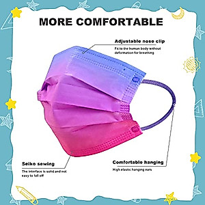 Sheal Individually Packaged 100PCS 5-Colors Gradient Disposable Kids Face Masks