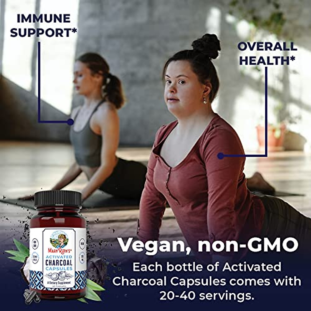 Activated Charcoal | Activated Charcoal Capsules | Supplement for Natural Detoxification | Alleviates Gas & Bloat | Derived from Coconut Shells | Vegan | Non-GMO | Gluten Free | 40 count