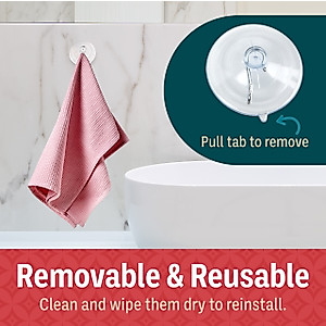 Suction Cup Hooks Wall Hooks for Hanging All Purpose Hook Wall Hangers Without Nails Heavy Duty Wall Hooks-Made in USA (3 lbs/ 6 Pack)