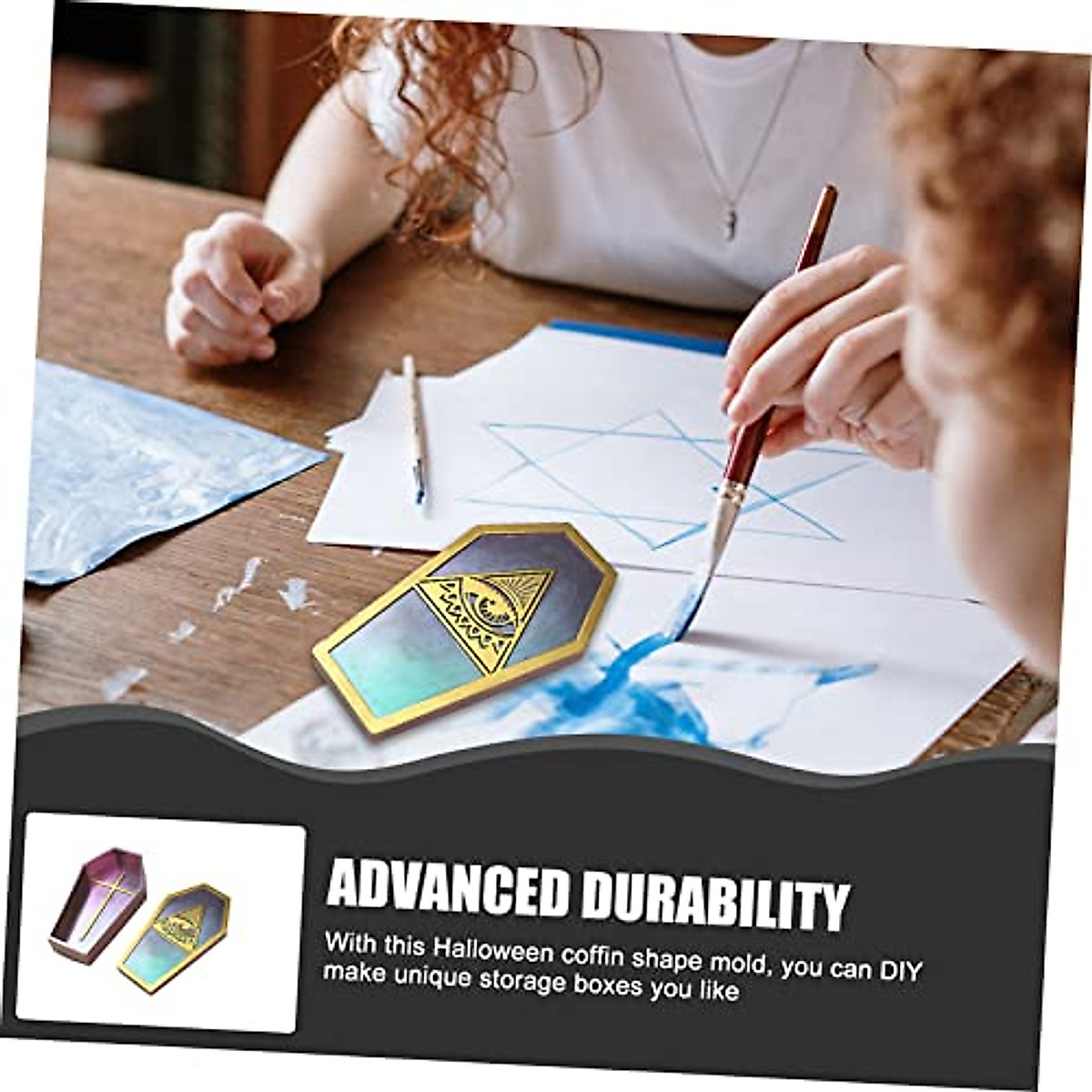 Amosfun 2 Sets Coffin Storage Mold Ornament Storage Box Makeup Storage Box Dice Resin Mold Resin Coffin Caskets Makeup Storage Tray Molds Handmade Craft Mold Handmade Mold for Home White