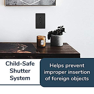 Legrand radiant 15 Amp Decorator Wall Outlet with 3.1 Amp USB Charger, BlackTM826USBBKCCV4