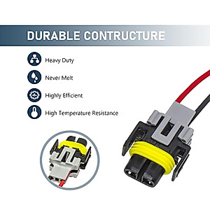 Hawyet 2 PCS Headlight Wire Socket Connector, H11 Fog Light Harness Plug, IP20 Waterproof Car Waterproof Connector, Suitable for Most Models (Black)