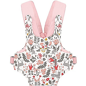 GAGAKU Toy Baby Carrier for Dolls Doll Accessory Stuffed Animal Carrier for Kids with Adjustable Straps - Pink Deer