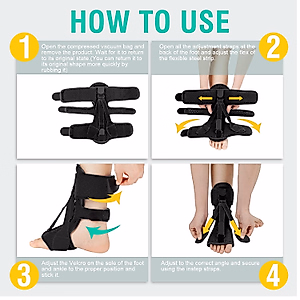 Plantar Fasciitis Night Splint - Adjustabl Plantar Fasciitis Brace with Arch Support for Women & Men, Effective Plantar Fasciitis Relief Achilles Tendonitis Foot Drop Heel Pain(Black-1pc)