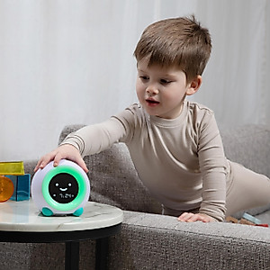 LittleHippo MELLA: Ready to Rise Children's Sleep Trainer, Night Light, Sound Machine and OK to Wake Alarm Clock for Toddlers and Kids - Blush Pink
