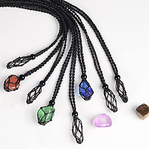 VNVETYTO 18 PCS Crystal Cage Necklace Holder Necklace Cord Empty Stone Holder Replacement Hand-Woven Necklace Cord with Adjustable Length (Black)