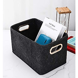 Collapsible Storage Bins Foldable Felt Fabric Storage Basket Organizer Boxes Containers with Handles Metal Handles for Nursery Toys,Kids Room,Clothes,Towels,Magazine